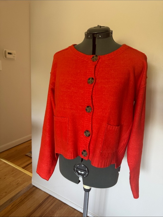 Free People | Sweaters | Free People Bright Orangered Button Front ...